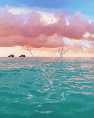 Cotton sky and ocean - VideosGifs.Net